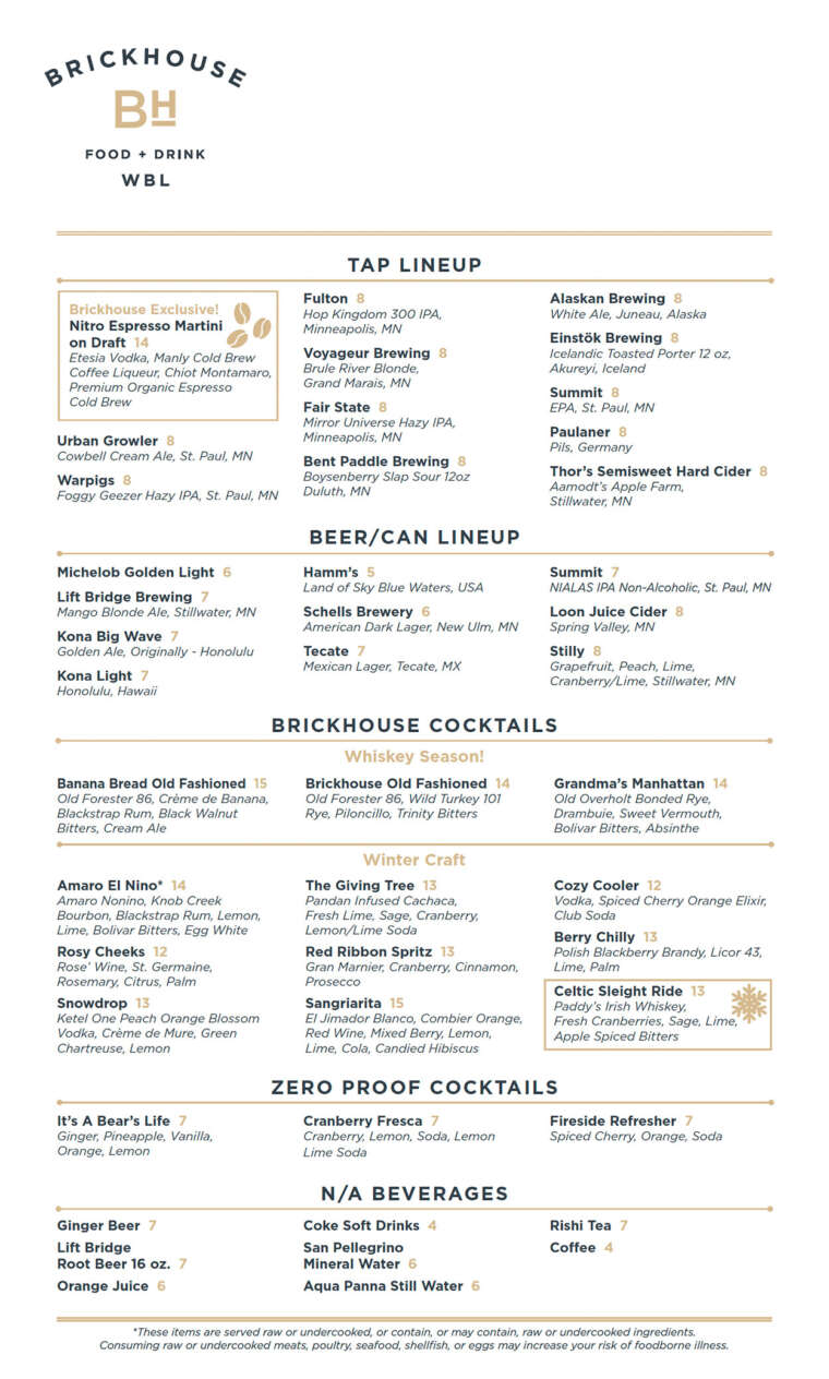 Menu – The Brickhouse