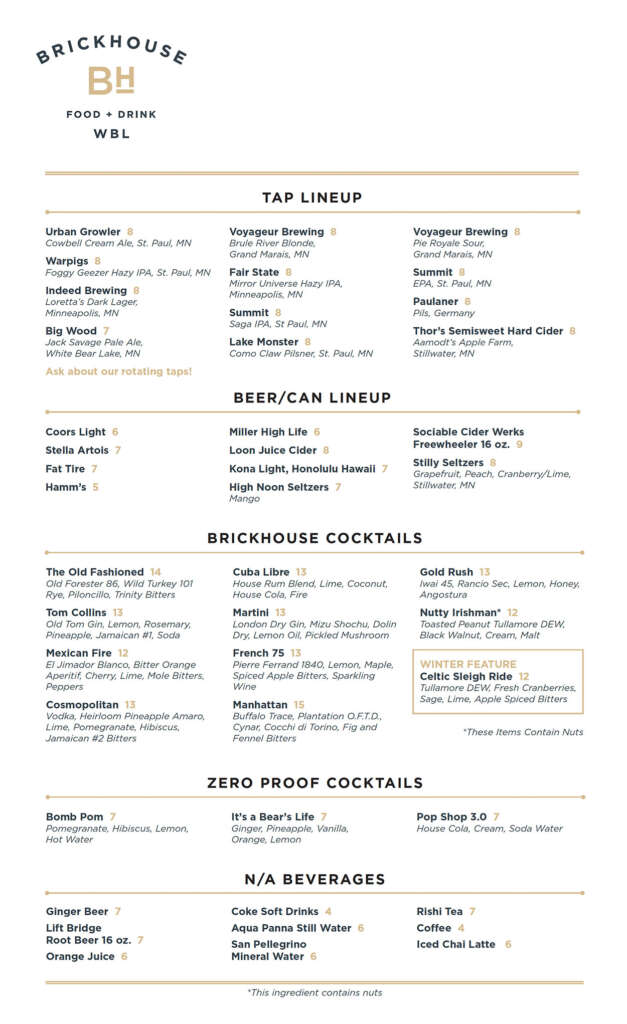 Menu – The Brickhouse