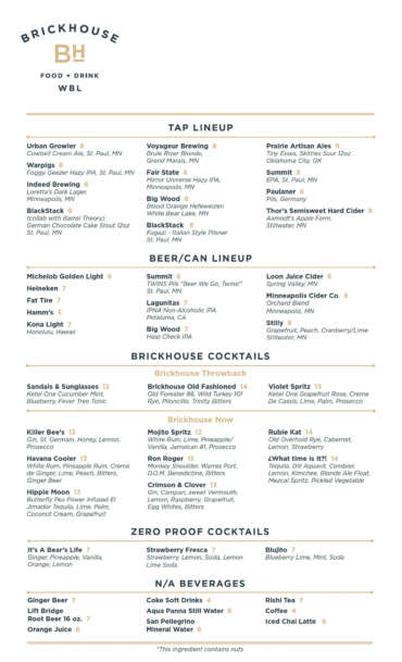 Menu – The Brickhouse