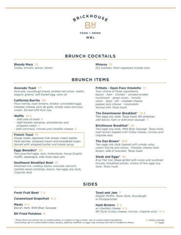 Menu – The Brickhouse