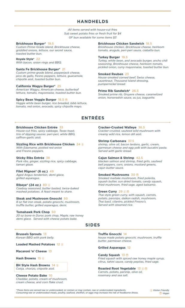Menu – The Brickhouse