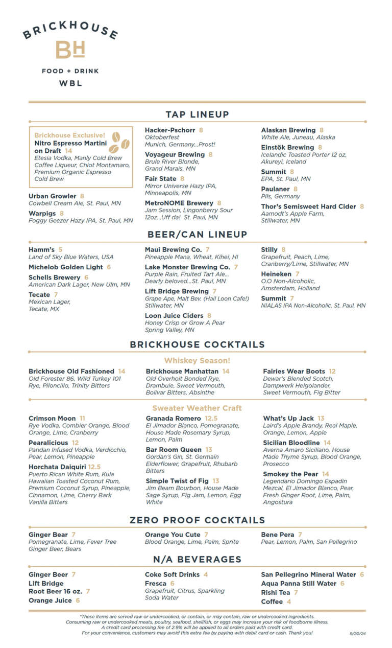 Menu – The Brickhouse