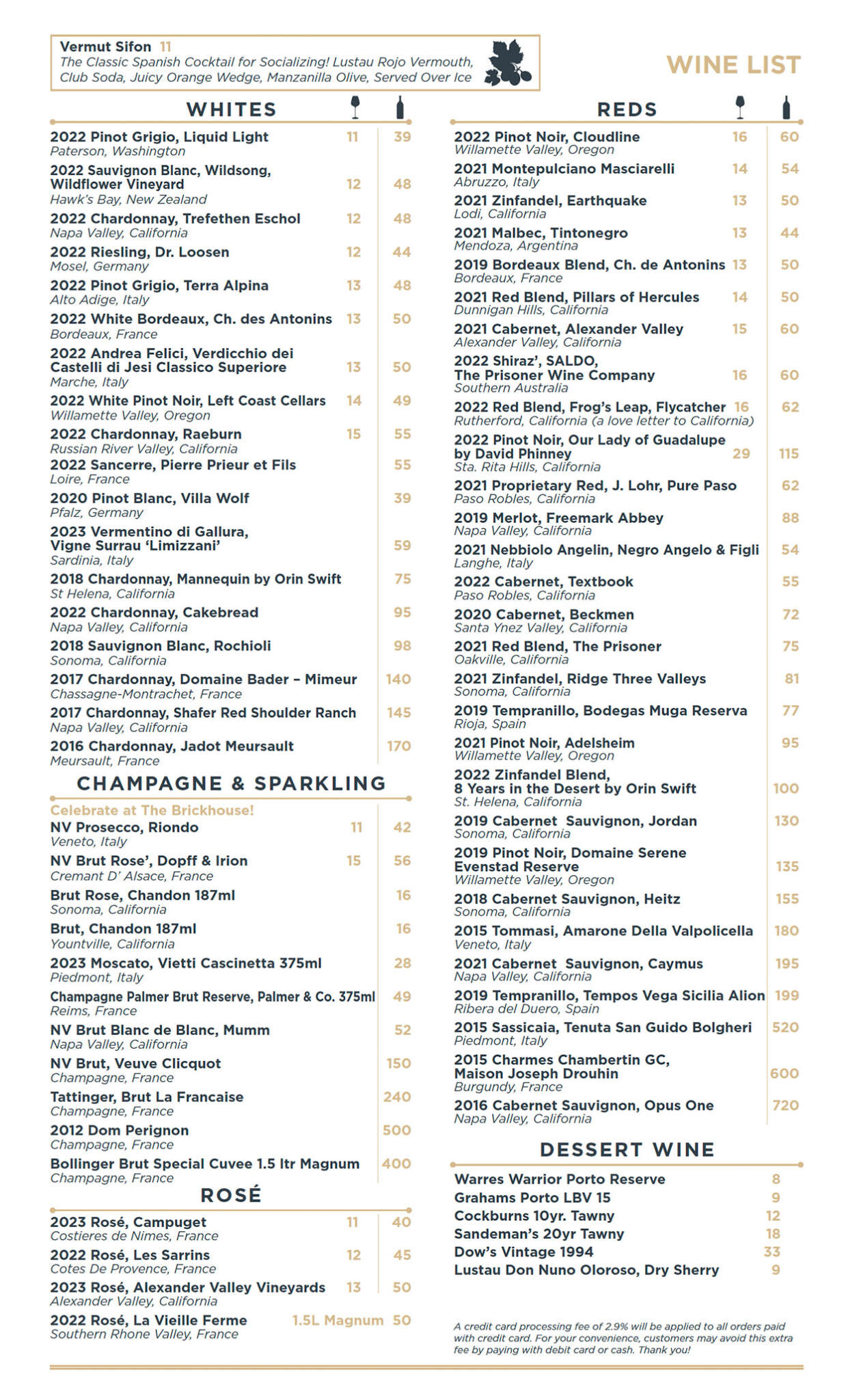 Menu – The Brickhouse