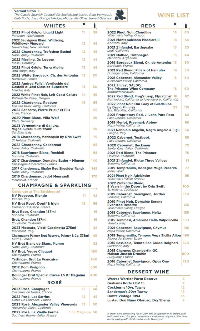 Menu – The Brickhouse