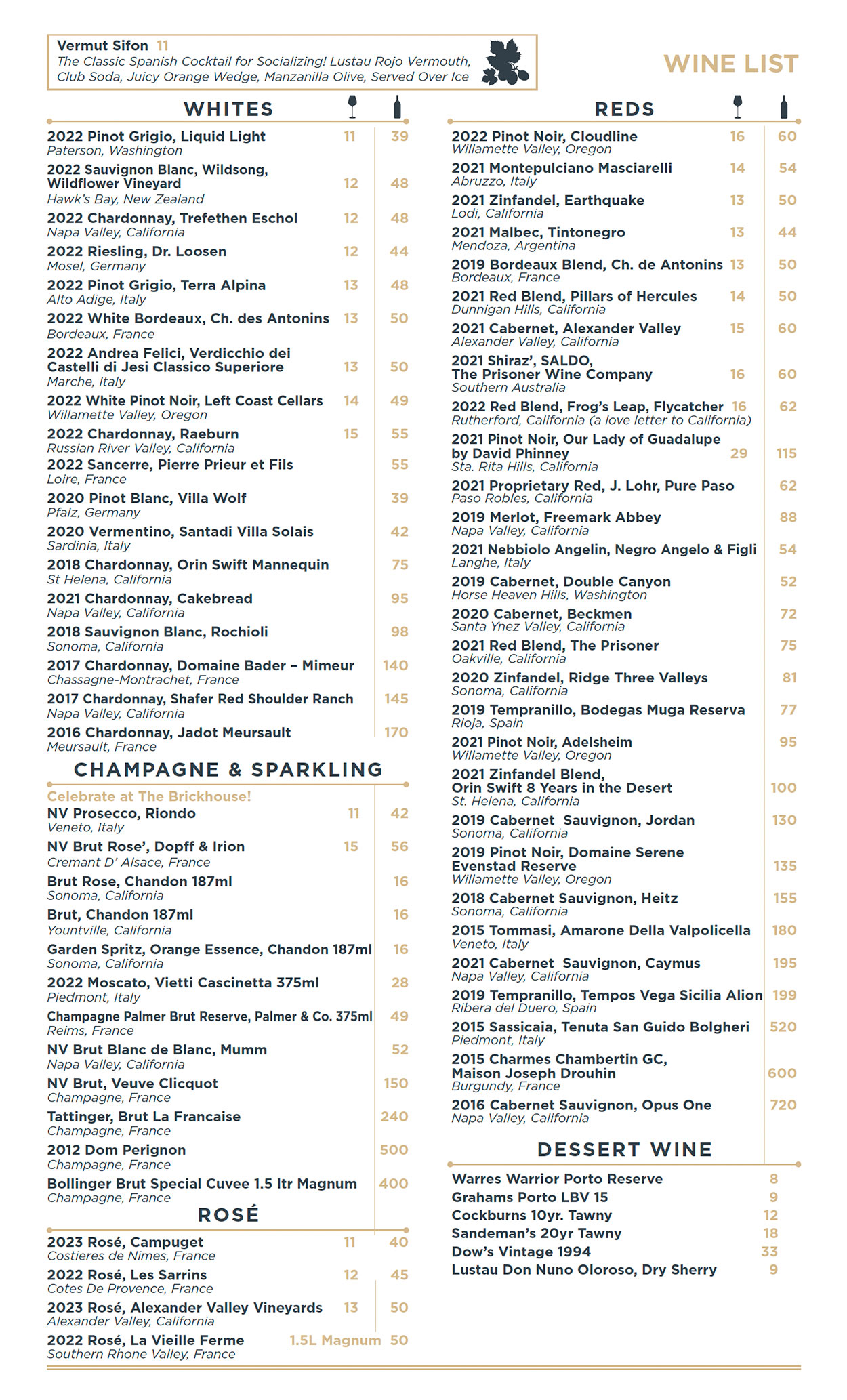 Menu – The Brickhouse