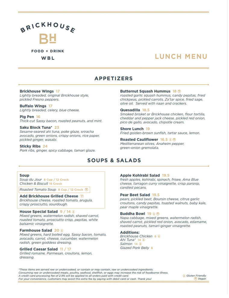 Menu – The Brickhouse