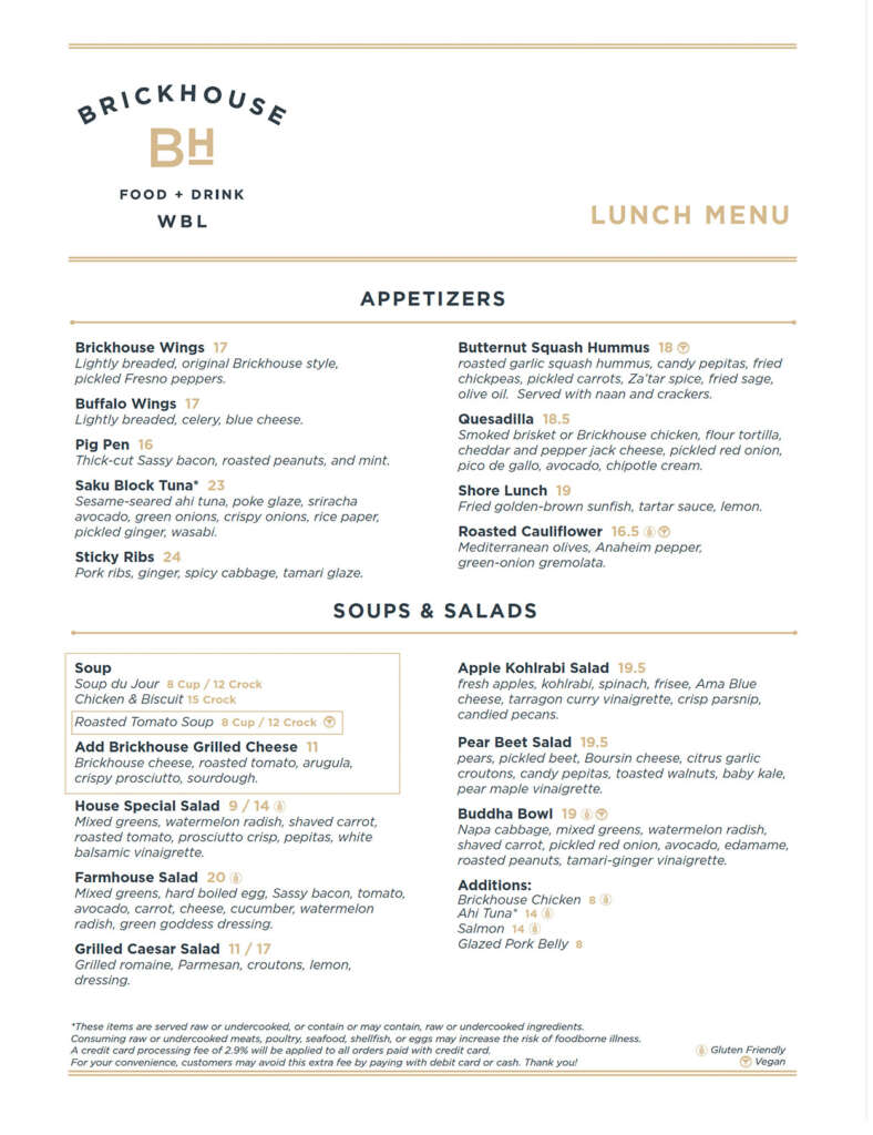 Menu – The Brickhouse