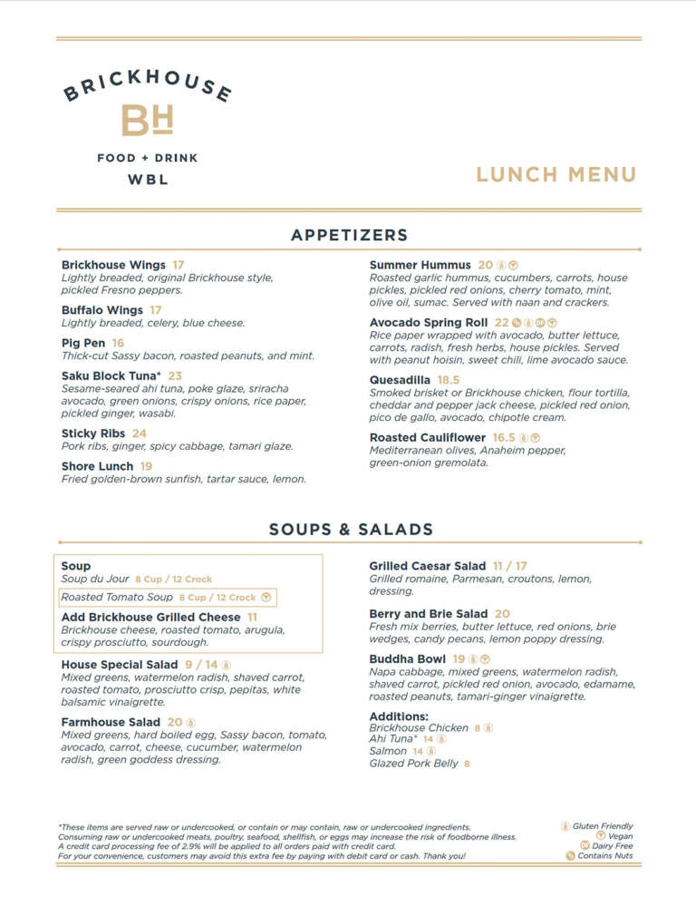 Menu – The Brickhouse